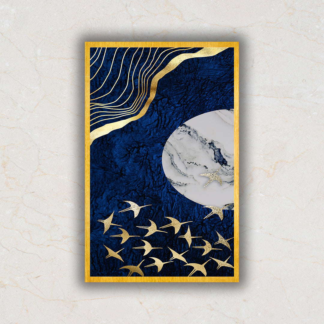 Set Of 2 The Flight of Gold Abstract Art Painting For Home Wall Decor ...