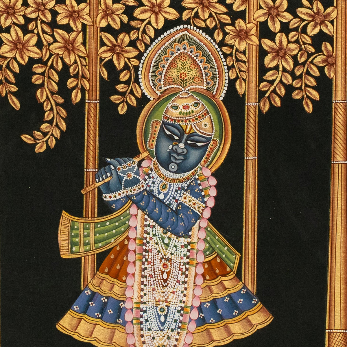 Black & Gold Shrinath Ji Gokul Chandrama Ji Swaroop Handmade Painting ...