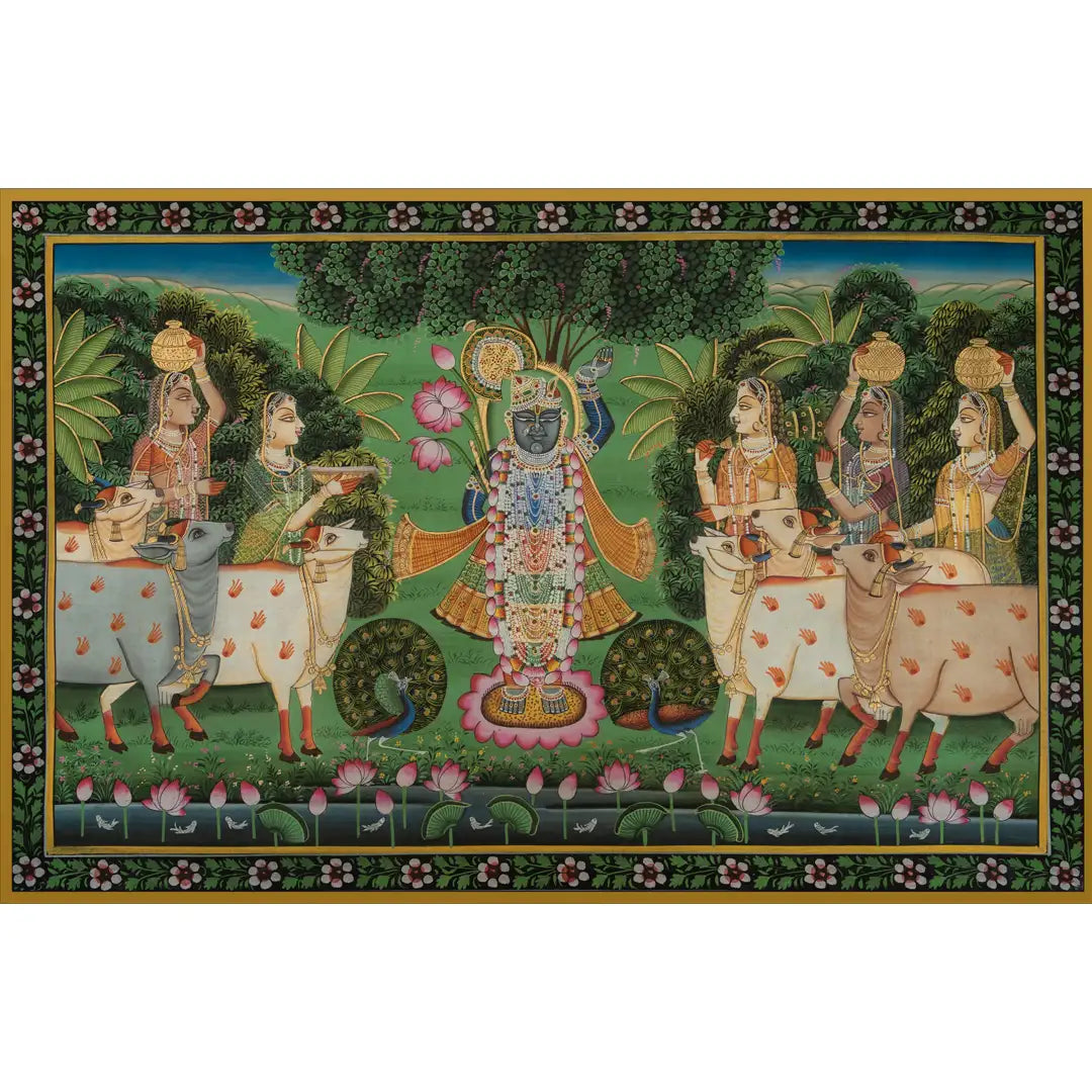 Divine Grace of Gokul Chandrama Handmade Pichwai Painting – TheBimba.com